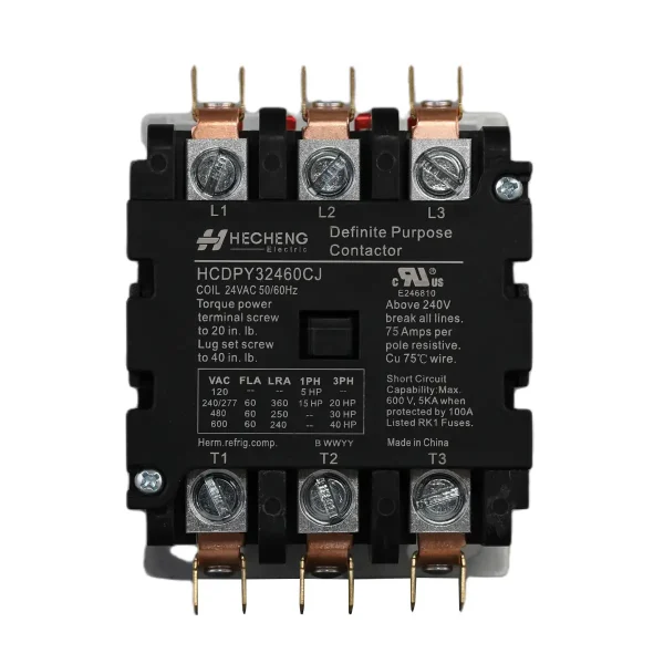 HCDP Series 3P Definite Purpose Contactor for HVAC and Refrigeration ...